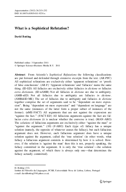 (PDF) What is a Sophistical Refutation?