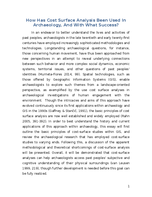 (DOC) How Has Cost Surface Analysis Been Used In Archaeology, And With ...