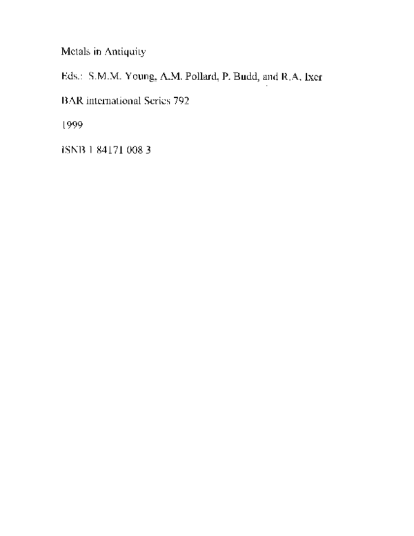 (PDF) Chronological markers? Chemical analysis of copper-based trade ...
