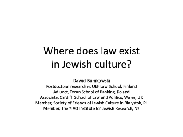 (PDF) Where Does Law Exist in Jewish Culture?