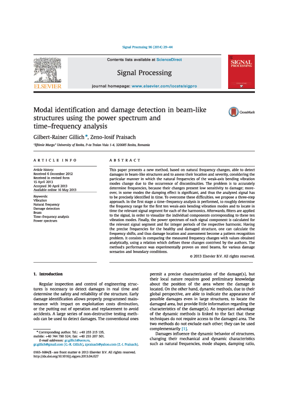 (PDF) Modal identification and damage detection in beam-like structures using the power spectrum ...