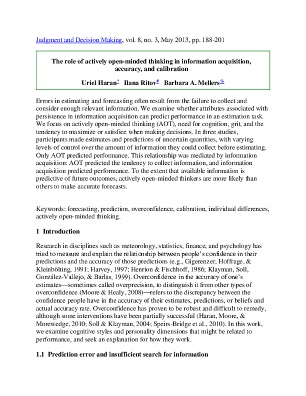 (PDF) The role of actively open-minded thinking in information ...