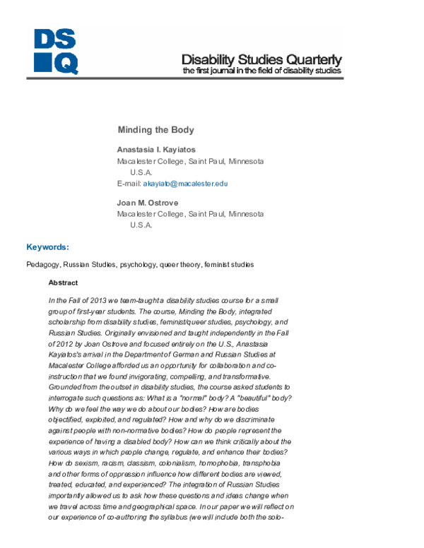 (PDF) Minding the Body