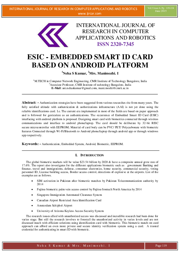 ESIC - EMBEDDED SMART ID CARD BASED ON ANDROID PLATFORM