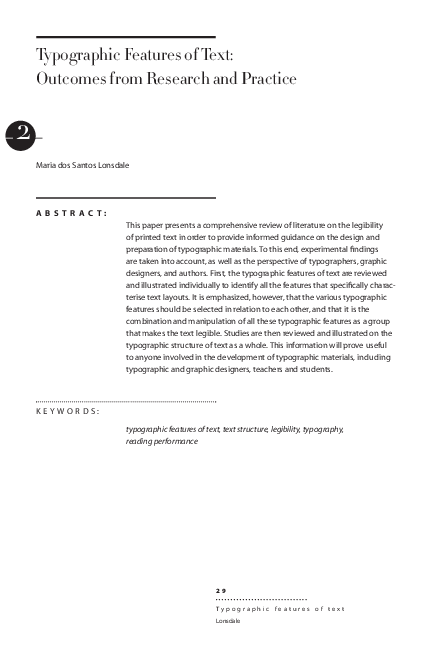 (PDF) Typographic Features of Text: Outcomes from Research and Practice