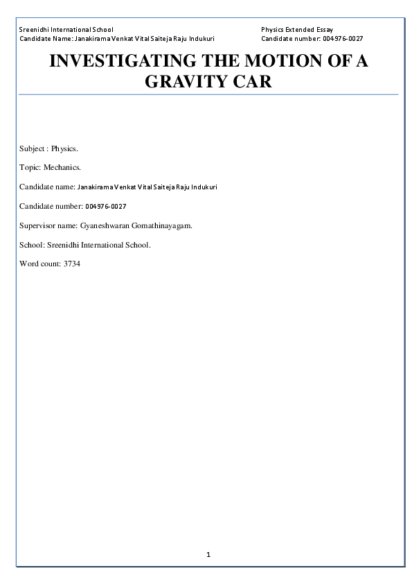 (PDF) Investigating the motion of a Gravity Car