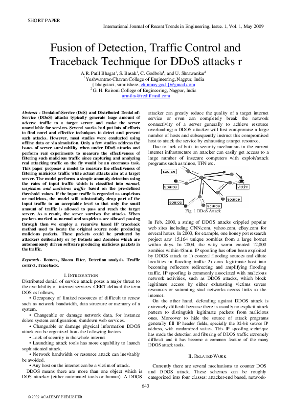 Pdf Fusion Of Detection Traffic Control And Traceback Technique For