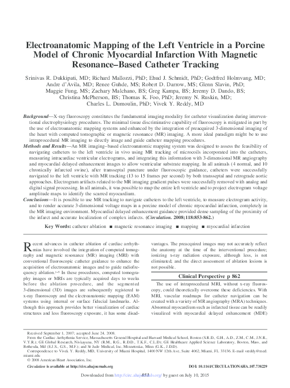 (PDF) Electroanatomic Mapping of the Left Ventricle in a Porcine Model of Chronic Myocardial ...