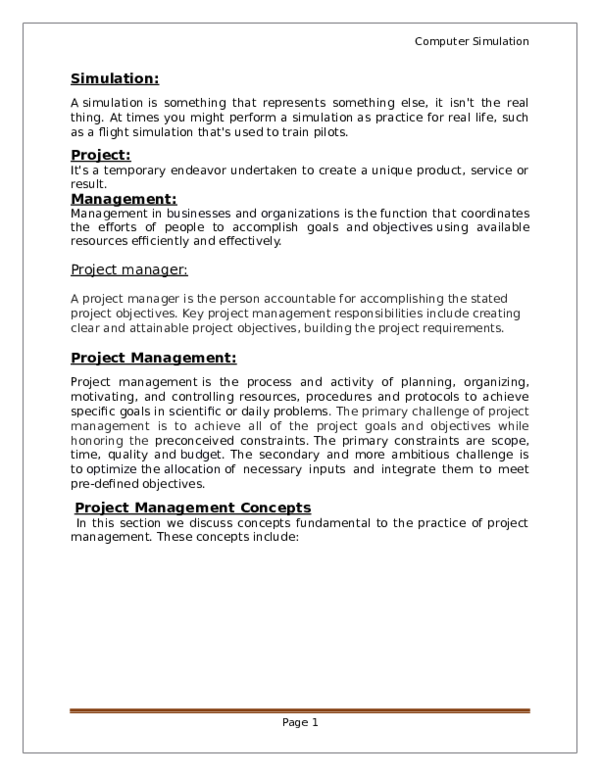 (DOC) computer simulation project life cycle and functions