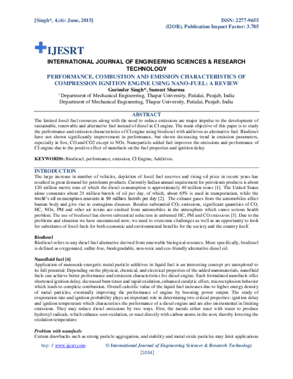 Pdf Performance Combustion And Emission Characteristics Of