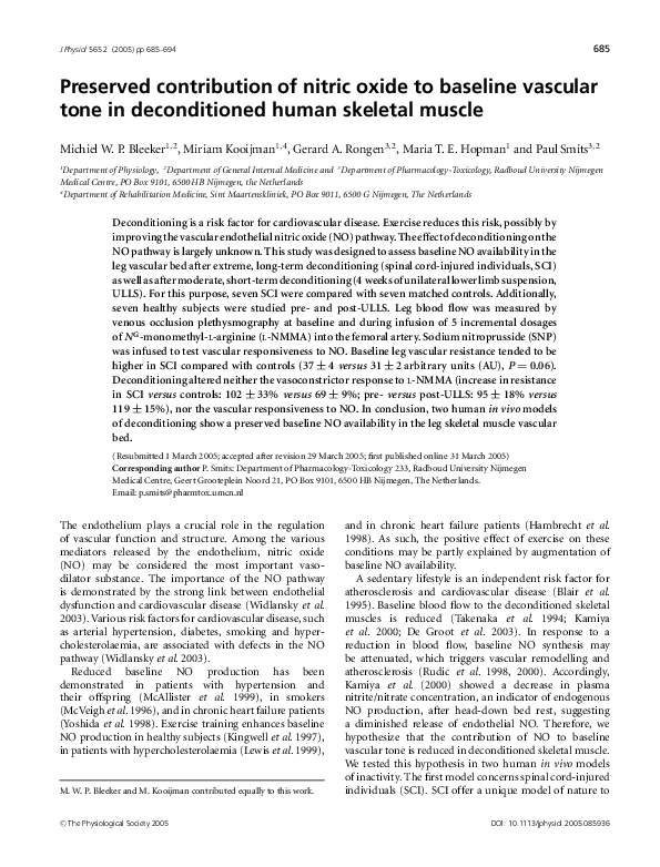 (PDF) Preserved contribution of nitric oxide to baseline vascular tone ...