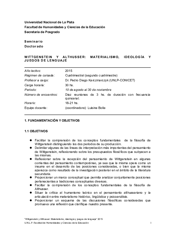 (DOC) Seminario de doctorado en filosofía: Wittgenstein y Althusser ...