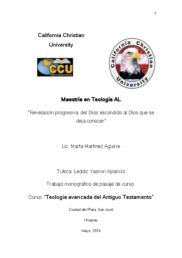 (PDF) Revelación progresiva: del Dios escondido al Dios que se deja conocer