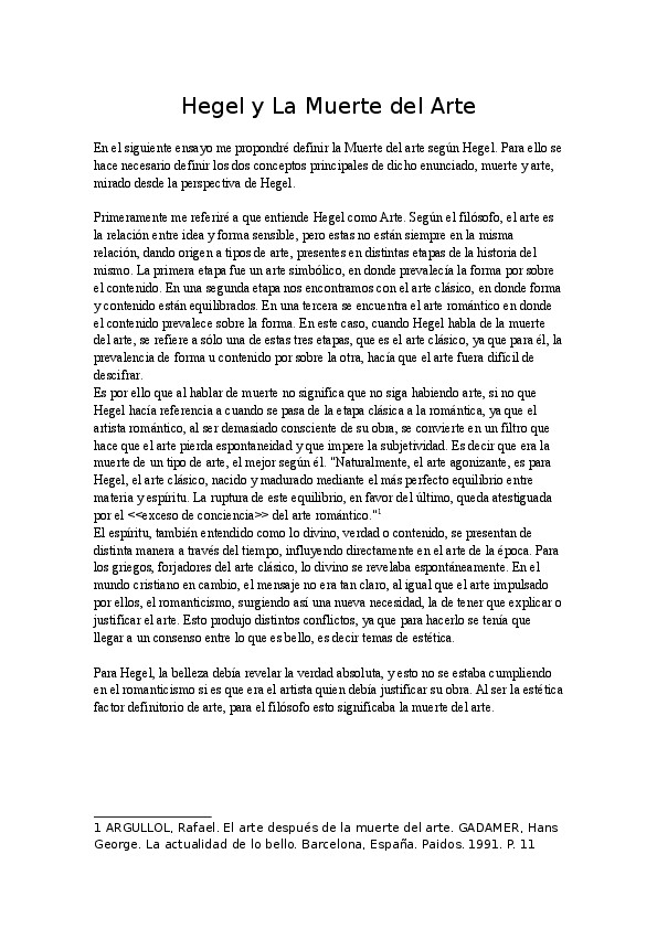 (DOC) Hegel y La Muerte del Arte