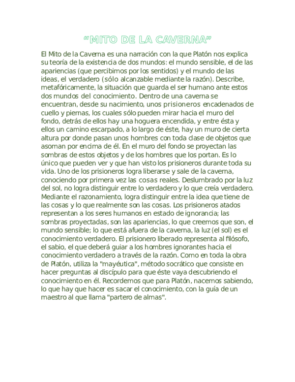 (DOC) " MITO DE LA CAVERNA