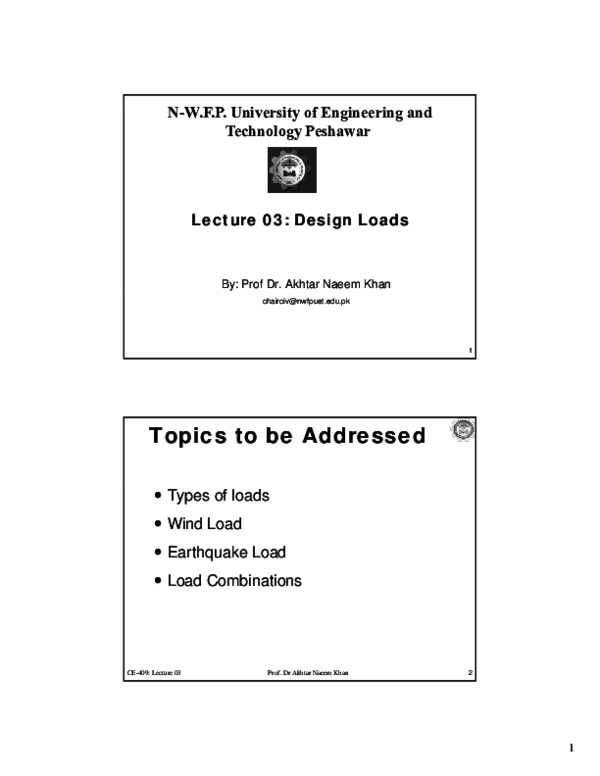 (PDF) Lecture 3 Design loads Print