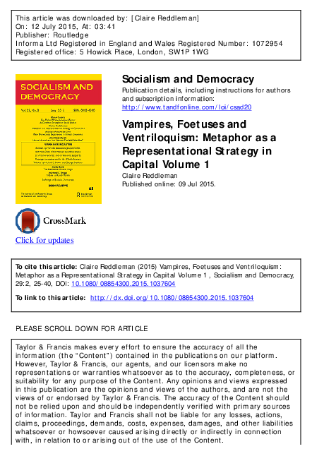 (PDF) Vampires, Foetuses and Ventriloquism: Metaphor as a ...