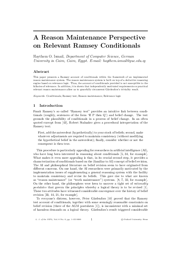 (PDF) A reason maintenance perspective on relevant Ramsey conditionals ...