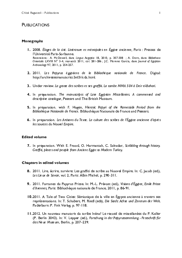 (PDF) List of publications (and some talks) | Chloe Ragazzoli ...