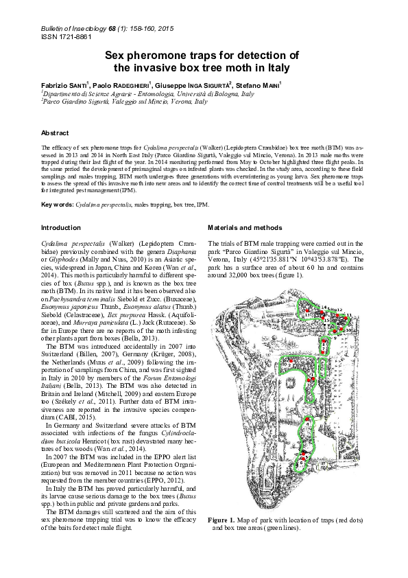 Pdf Sex Pheromone Traps For Detection Of The Invasive Box Tree Moth In Italy 