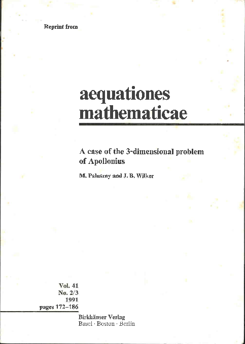 (PDF) Aequationes Mathematicae Apollonius 3D Problem