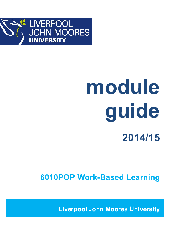 (PDF) Module handbook "Work-based Learning"