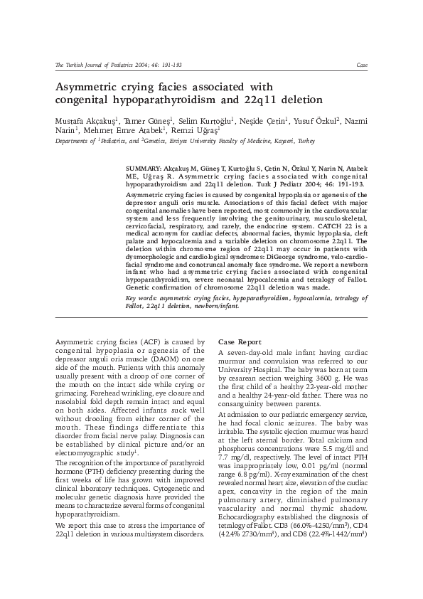 (PDF) Asymmetric crying facies associated with congenital ...