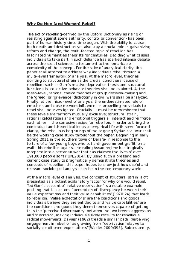 (DOC) Why Do Men and Women Rebel?