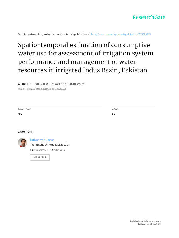 (PDF) Spatio-temporal estimation of consumptive water use for ...