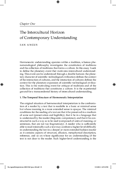 (PDF) The Inter-Cultural Horizon of Contemporary Understanding