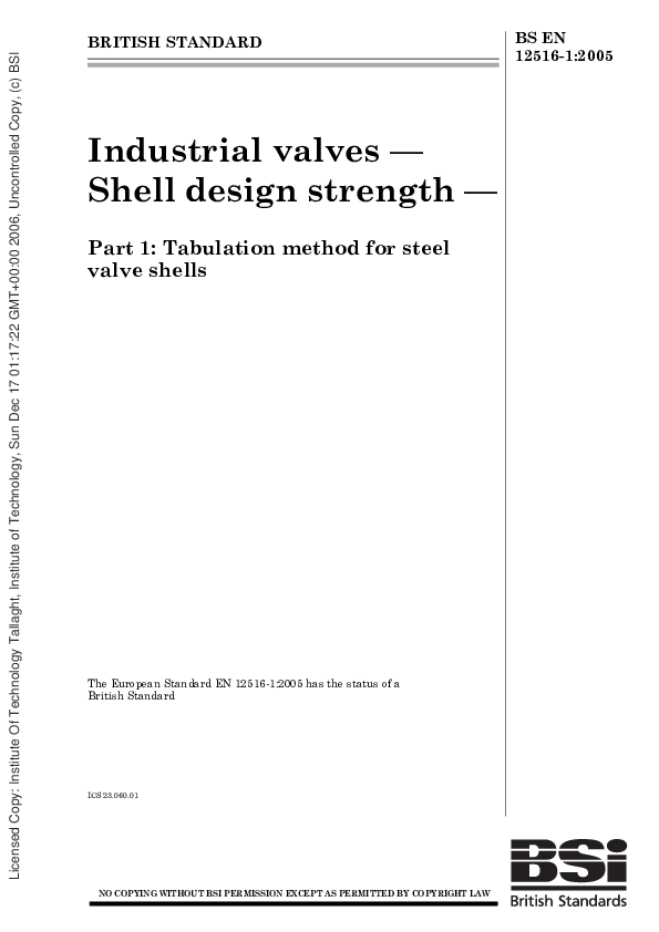 (PDF) Industrial valves — Shell design strength — Part 1: Tabulation ...