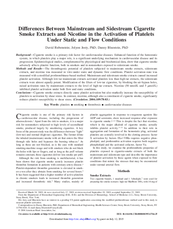 (PDF) Differences Between Mainstream and Sidestream Cigarette Smoke ...