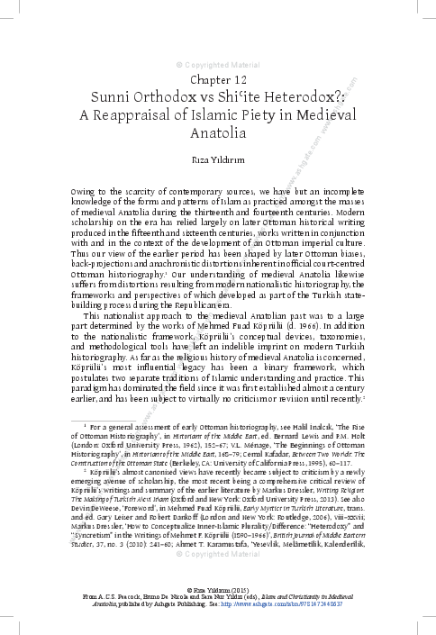 (PDF) Sunni Orthodoxy vs Shi'ite Heterodoxy?: A Reappraisal of Islamic ...