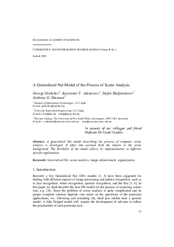 (PDF) A Generalized Net Model of the Process of Scene Analysis