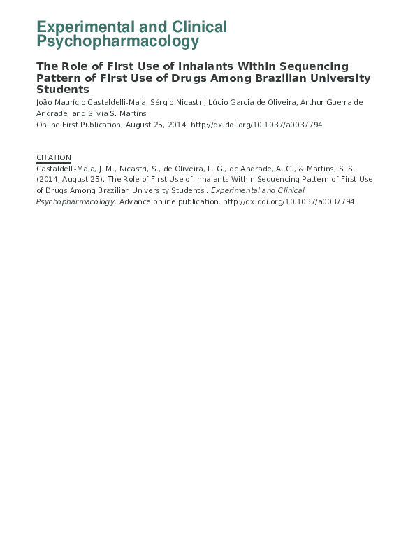 (PDF) The role of first use of inhalants within sequencing pattern of ...