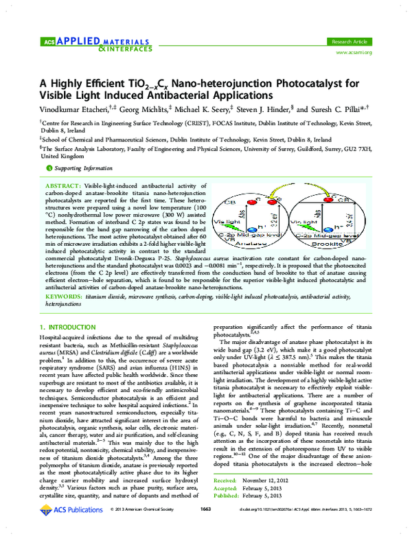 (PDF) A Highly Efficient TiO2−xCx Nano-heterojunction Photocatalyst for ...