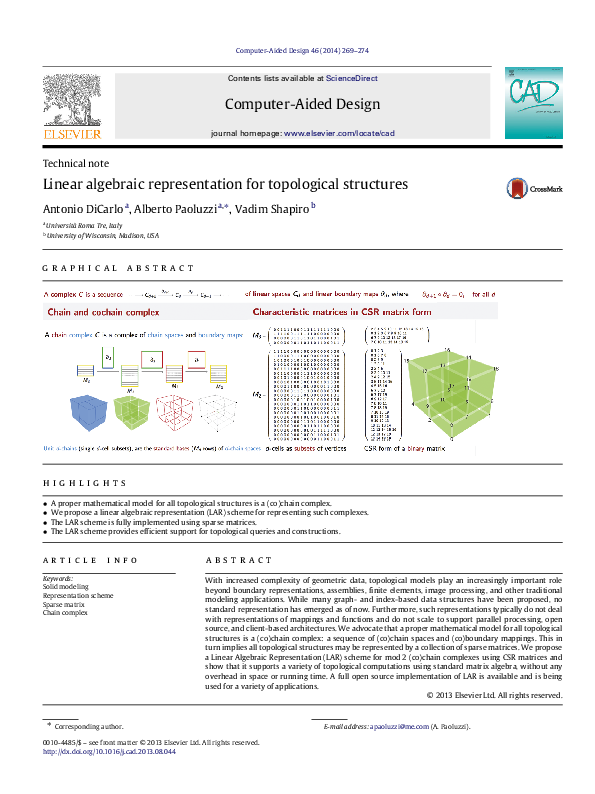 (PDF) Linear algebraic representation for topological structures