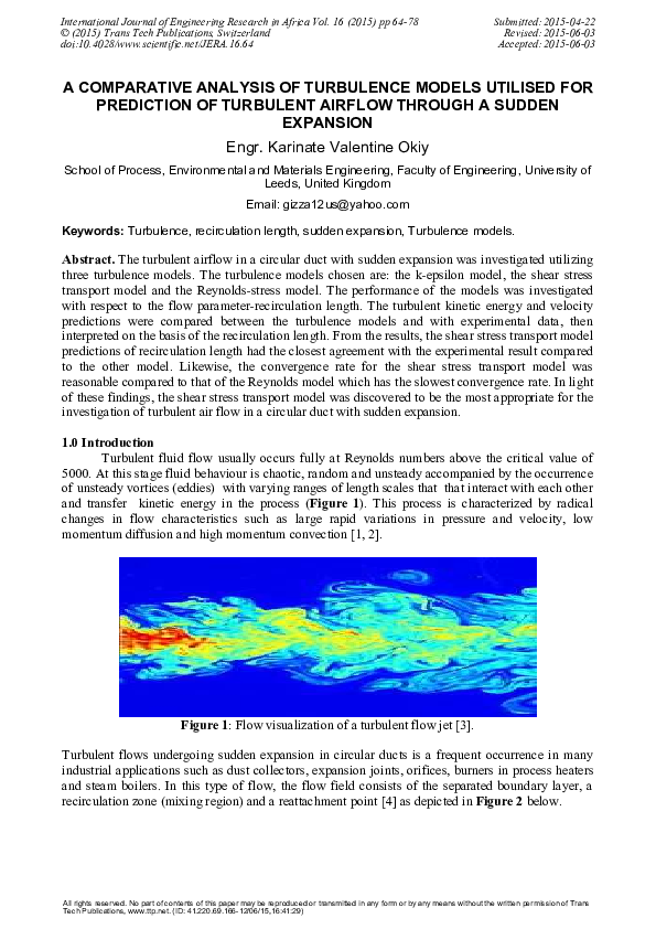 Pdf A Comparative Analysis Of Three Turbulence Models Utilised For