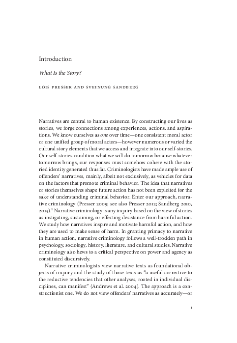 (PDF) Narrative Criminology: Introduction