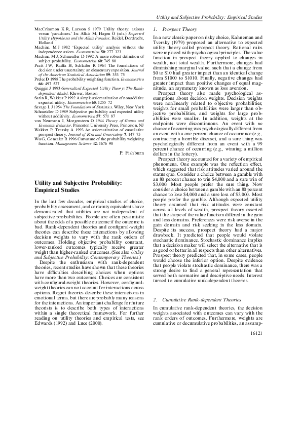 (PDF) Utility and Subjective Probability: Empirical Studies