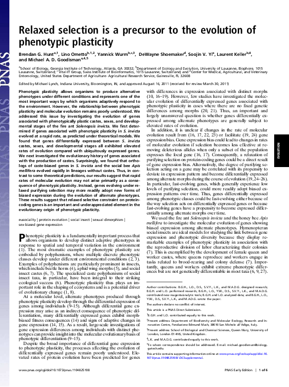 (PDF) Relaxed selection is a precursor to the evolution of phenotypic ...