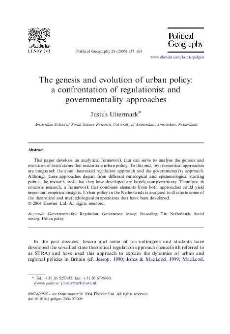 (PDF) Uitermark, Justus (2005) The genesis and evolution of urban ...
