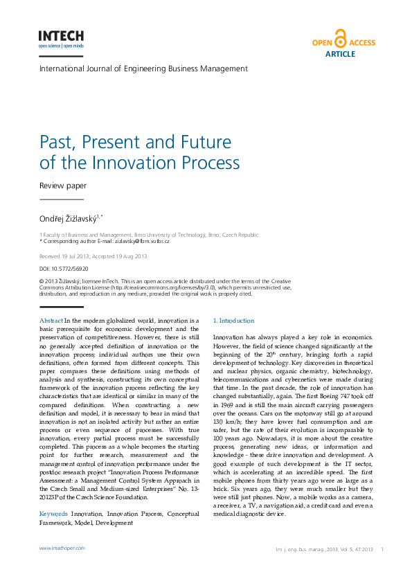 (PDF) Past, Present and Future of the Innovation Process
