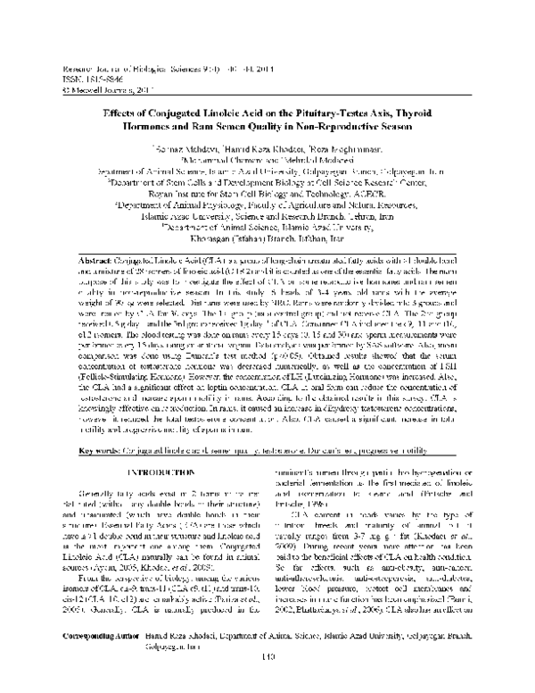 (PDF) Effects of conjugated linoleic acid on the pituitary-testes axis ...