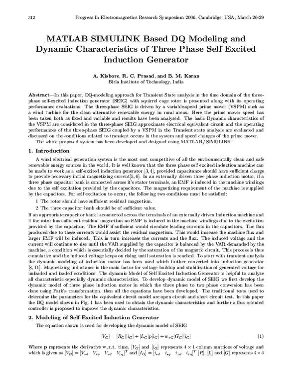 Pdf Matlab Simulink Based Dq Modeling And Dynamic Characteristics Of