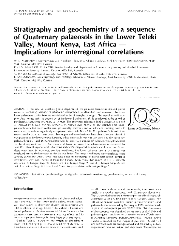 (PDF) Stratigraphy and geochemistry of a sequence of quaternary ...