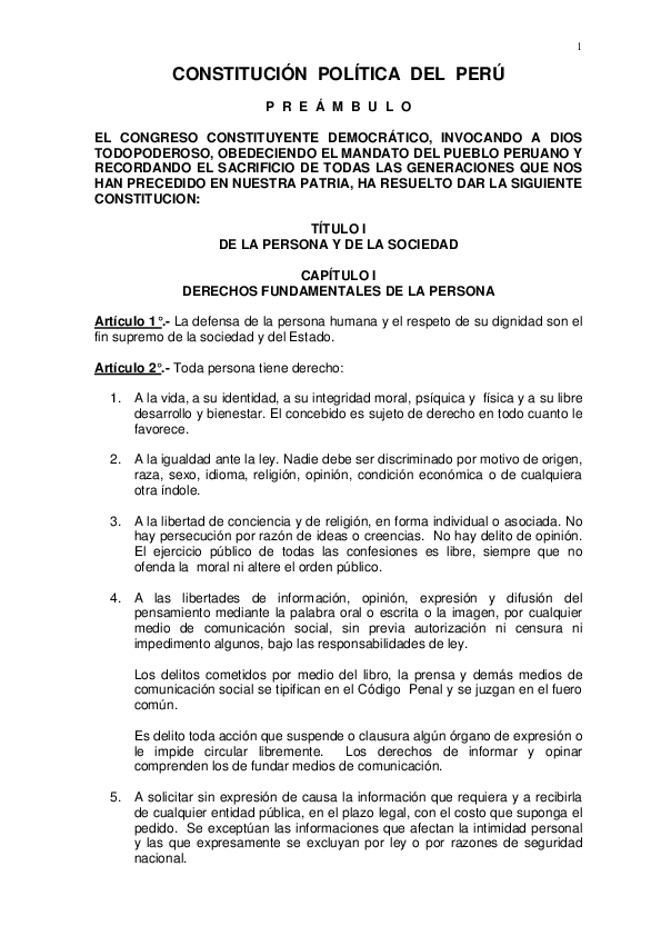 (PDF) Constitución Política del Perú
