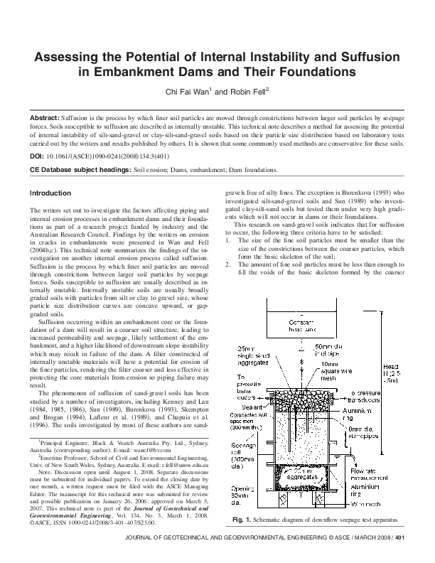 (PDF) Assessing the Potential of Internal Instability and Suffusion in ...