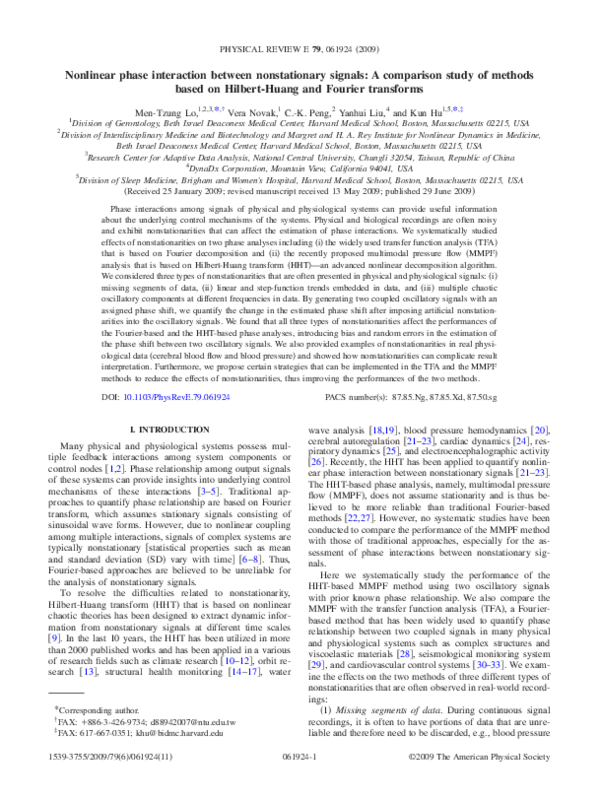 (PDF) Nonlinear phase interaction between nonstationary signals: A ...