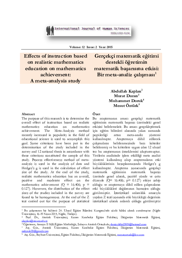 (PDF) Effects of instruction based on realistic mathematics education ...